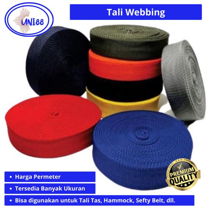 Jual Tali Webbing Tas 2cm 3cm 5cm Warna Bisban Webing Rope Tebal Permeter - Hitam, 3.8cm / Meter ...
