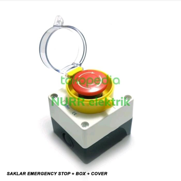 Jual Emergency Stop Push Button + Box + Protection Cover Premium ...