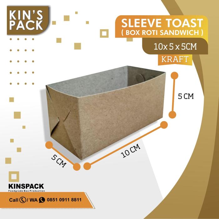 Jual Sleeve Toast Kraft / Box Roti Sandwich 10 cm x 5 cm x 5 cm - Kota Surabaya - Kins pack ...