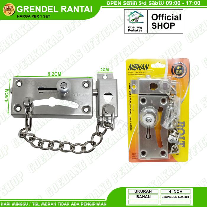 Jual Kunci Pintu Slot Rantai Stainless Grendel Rante Rumah 4 Inch ...