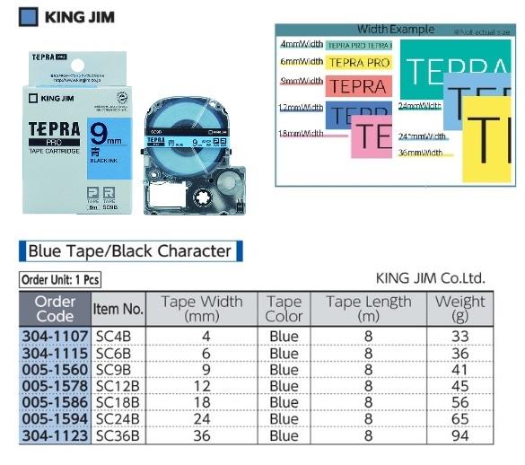 Jual Tape Cartridge for Tepra Blue Tape Black Letter 9mm KING JIM SC9B - Kab. Bekasi - Adara ...