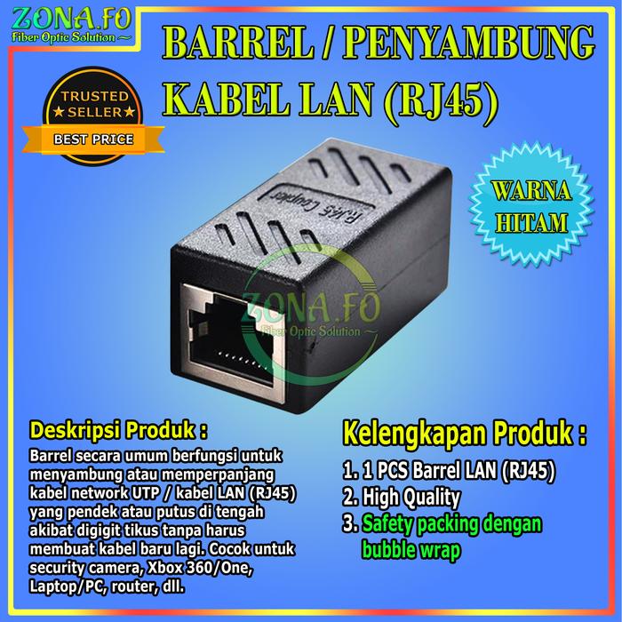 Promo Konektor Sambungan Kabel LAN RJ45 Barel LAN RJ45 / RJ45 Cat5e ...