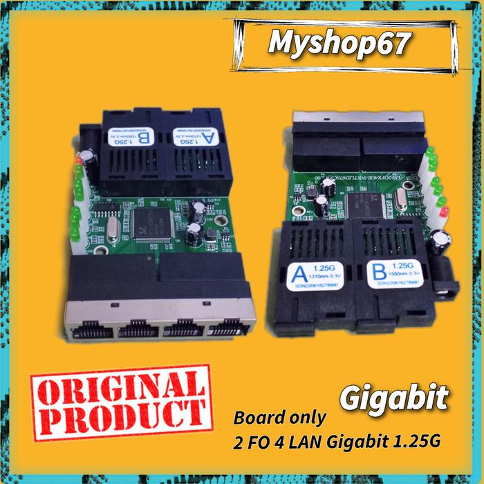 Jual Board Media Fiber Optic 2 FO 4 LAN Gigabit PCB 4 LAN 2 FO -Gigabit ...