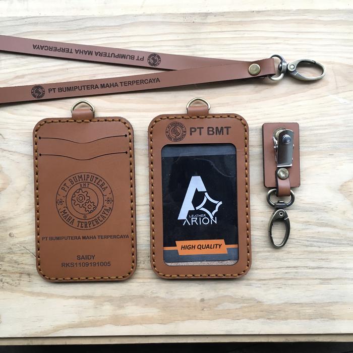 Jual Lanyard Id Card Custom Name Tag Kulit Gantungan Id Card - Polos Di ...