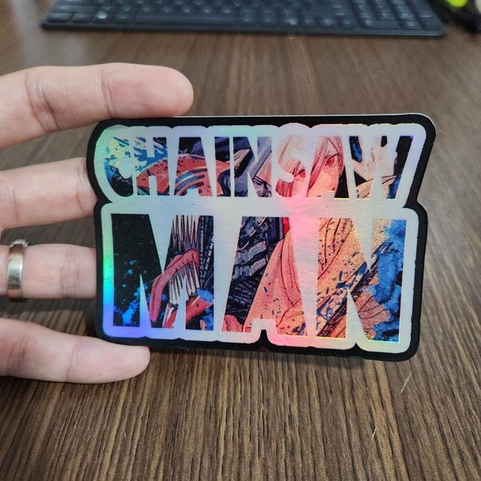 Jual Sticker Hologram Anime Besar - PSH1417 - Chainsaw Man - Logo ...