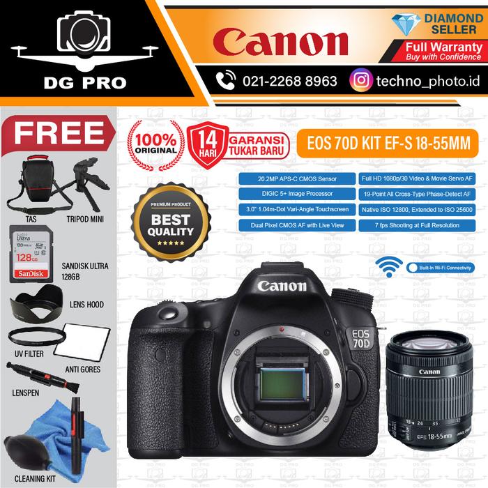 Jual CANON EOS 70D KIT EF-S 18-55MM IS STM CAMERA DSLR ORIGINAL - KIT LENSA, PAKET 16GB ...