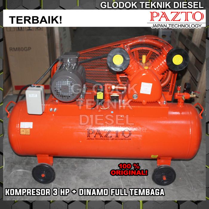 Jual PAZTO Kompresor Angin 3 HP + Dinamo Motor Tembaga Compressor ...