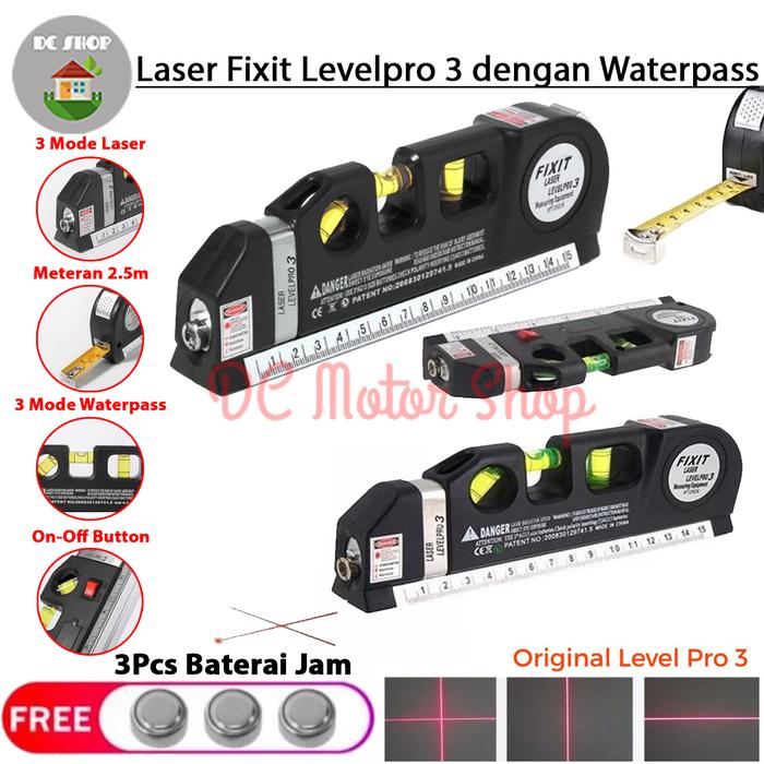 Jual Fixit Level Pro3/Levelpro3 Penggaris Kombinasi Laser Waterpass ...