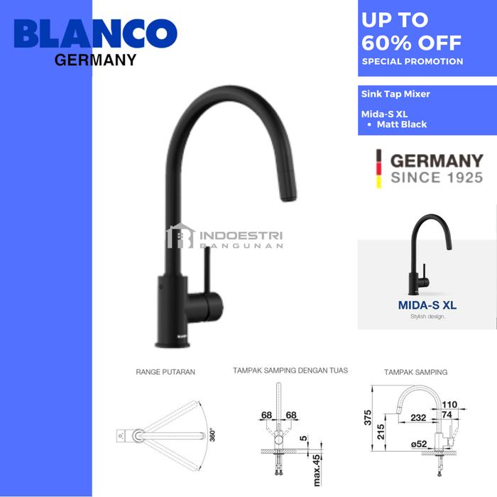 Jual Kran Sink Cuci Piring Mixer Pull Out Blanco MIDA-S XL Matt Black ...