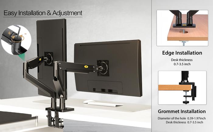 Jual NB North Bayou Bracket Dual Monitor Arm Ultra Wide Full Motion ...