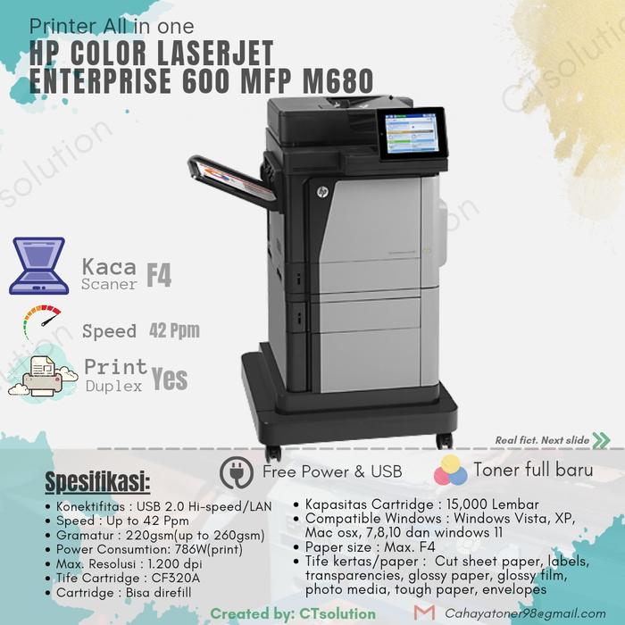 Jual Printer HP Color LaserJet Enterprise 600 MFP M680 Speed 42Ppm ...