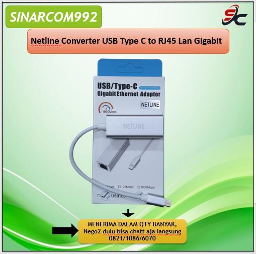 Jual Netline Cable Converter USB Type C to RJ45 Lan Gigabit /Kabel ...