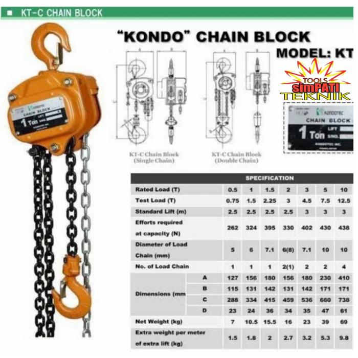 Jual Chain Block Kondotec 5 Ton x 15 Meter / Takel Manual Kondotec 5 ...