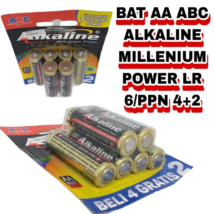 Jual BATRE AA ABC ALKALINE MILLENIUM POWER LR 6 PPN 4+2 - Kota Makassar ...
