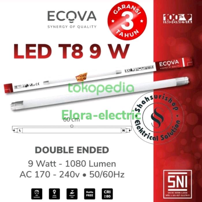 Jual Lampu TL T8 LED 9Watt 60CM ECOVA / TL T8 MERK ECOVA 9W - Jakarta Pusat - Elora-electric ...