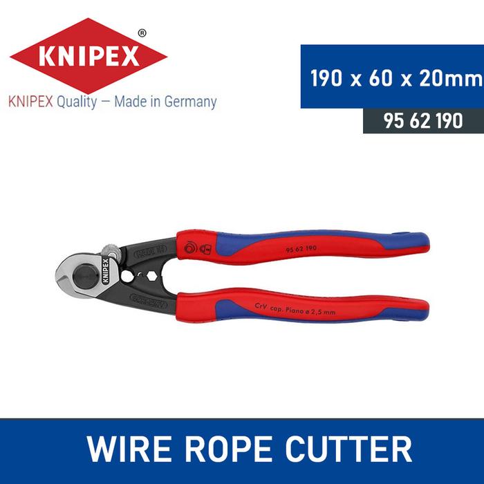 Jual Tang Potong Kawat Seling 95 62 190 Knipex Wire Rope Cutter Forged ...