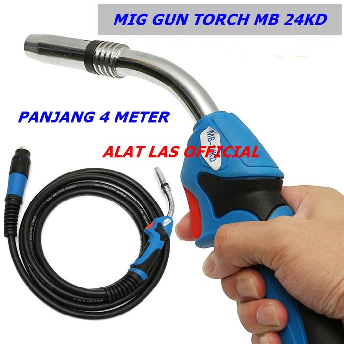 Jual Stang Las Mig Gun Torch MB 24 AK Panjang 4 Meter Tang Las MIG CO2 ...