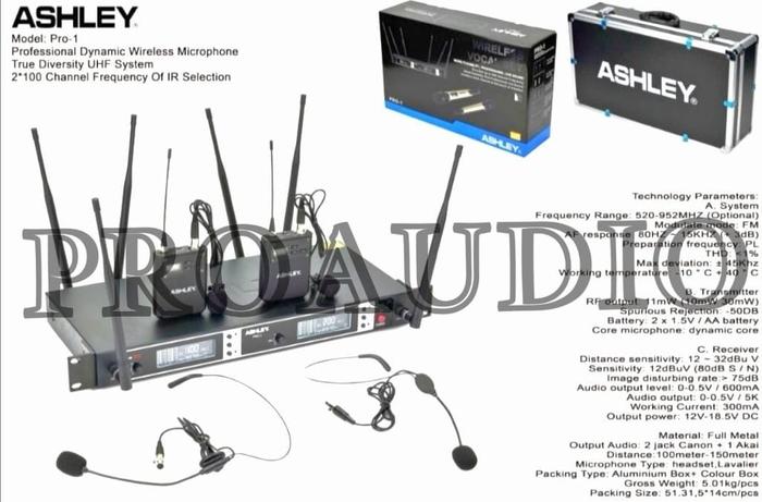 Jual Mic Ashley Pro 1 Pro1 Digital Frequency (2 Clip On + 2 Headset ...