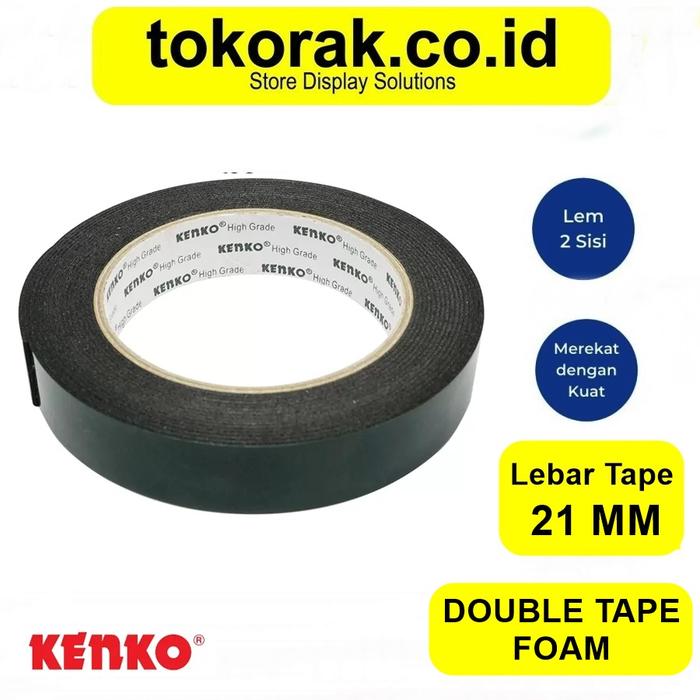 Jual DOUBLE TAPE FOAM 21 MM KENKO 1 INCH ISOLASI DOBEL TIP BUSA HIJAU 1 ...