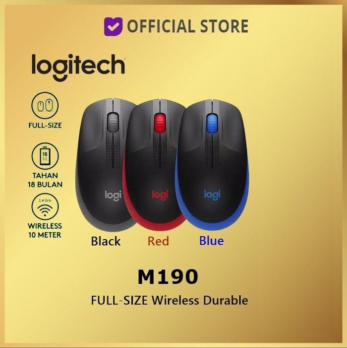 Jual Logitech M190 Wireless Mouse M 190 Mouse Wireless Logitech - Biru ...