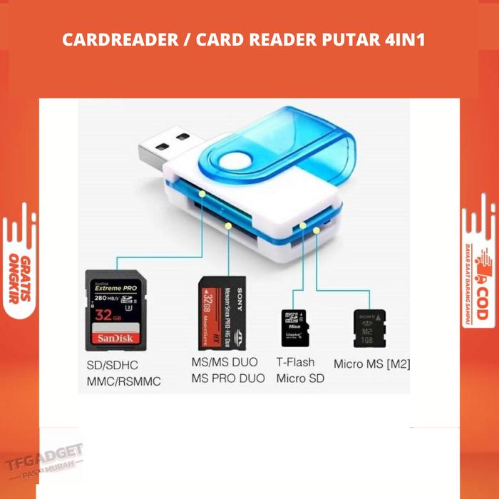 Jual Card Reader Micro SD 4 Slot Putar USB 2.0 CARDREADER Adapter Micro ...