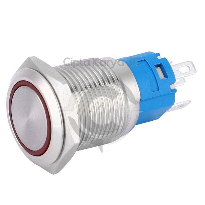 Promo Push Button DC 24V 16mm LED Light Ring Type Self-Reset Metal ...