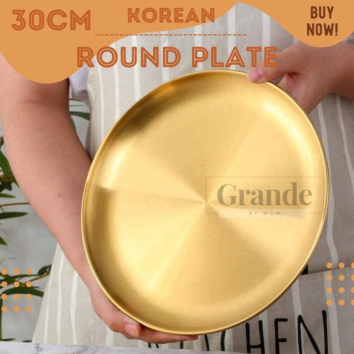 Jual Piring Bulat Korea Stainless Gold Dinner plate 30cm emas TEBAL ...