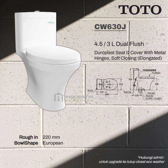 Jual Closet Duduk TOTO One Piece CW630J + TC282SJ Soft Closing (220mm) - Kab. Bogor - Indoestri ...