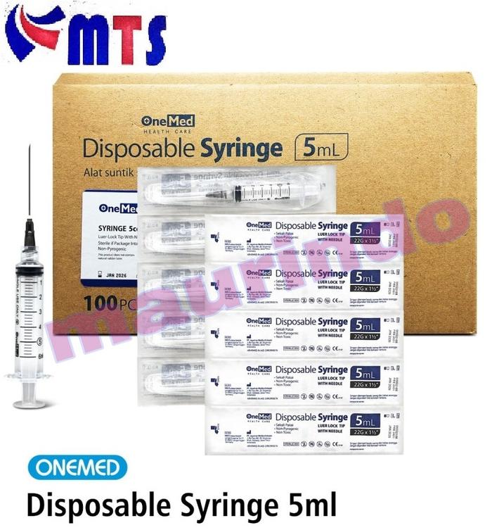 Jual One Med Disposable Syringe 5cc/ml ONEMED SYRINGE WITH NEEDLE ...