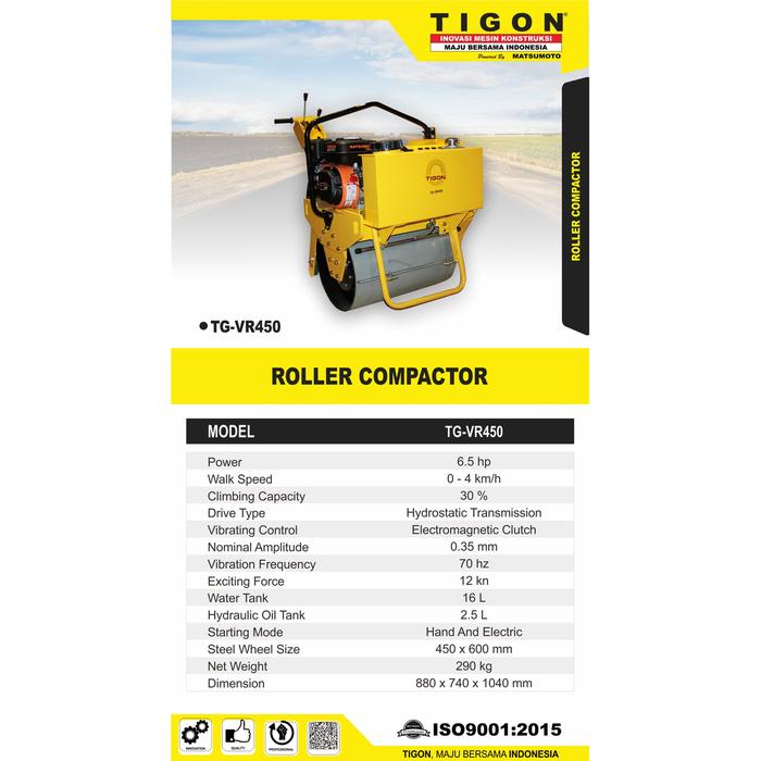 Jual TIGON MESIN PEMADAT ASPAL DAN TANAH | ROLLER COMPACTOR - TG-VR450 ...