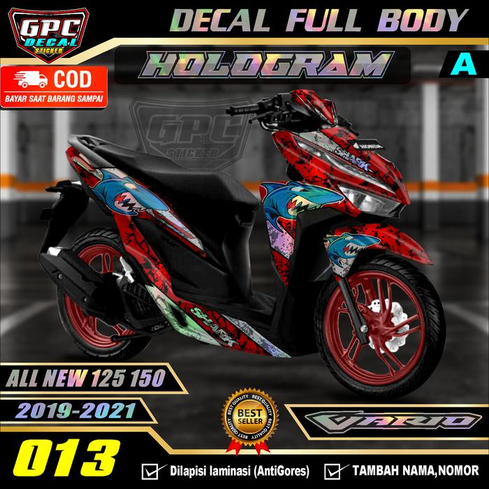 Jual Decal Sticker Hologram Vario All New 125 150 Desain Shark Hiu GPC ...
