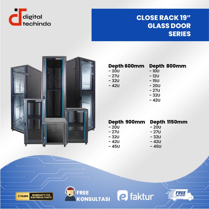 Jual Ir9020g Close Rack 20u Indorack Depth 900mm Glass Door Rak Server ...