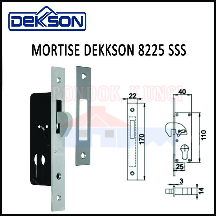 Jual Kunci Pintu Sliding Dekson Mortise Lock 8225 SSS Kunci Pintu Geser ...