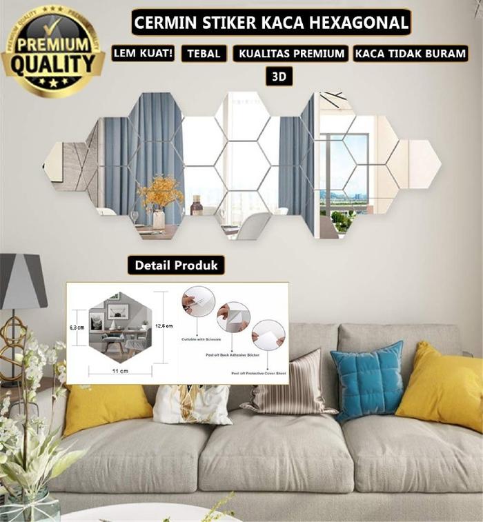 Jual Hexagonal Cermin Tempel Kaca Sticker Segi Enam Hexagon Mirror ...