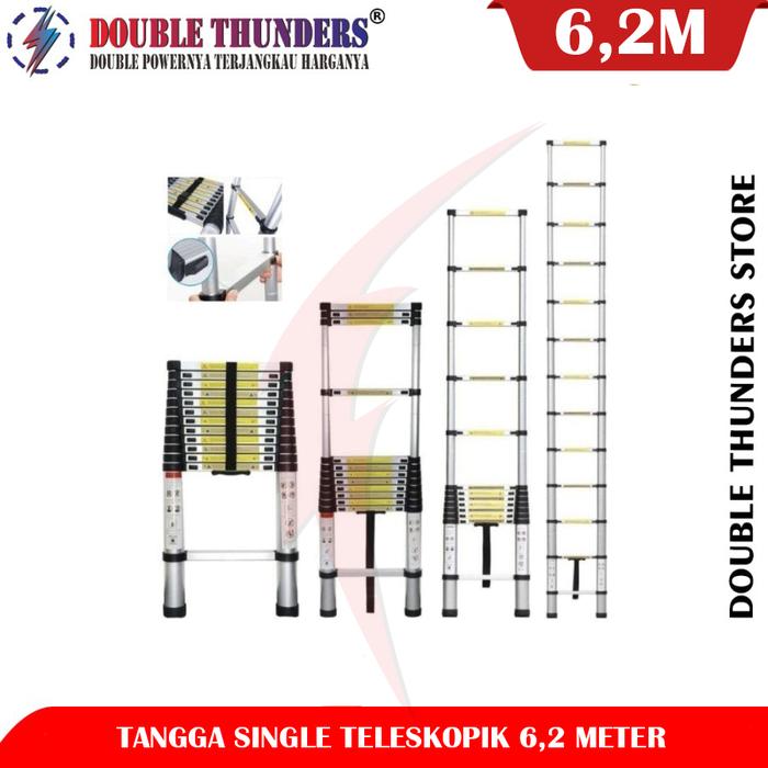 Promo DT Tangga Lipat Aluminium Teleskopik 6,2M Single Ladder ...