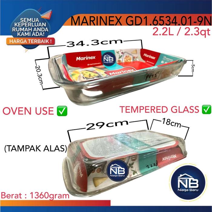 Jual LOYANG PIRING KACA MARINEX SEGI EMPAT 2.2L PYREX PIREX MICROWAVE ...