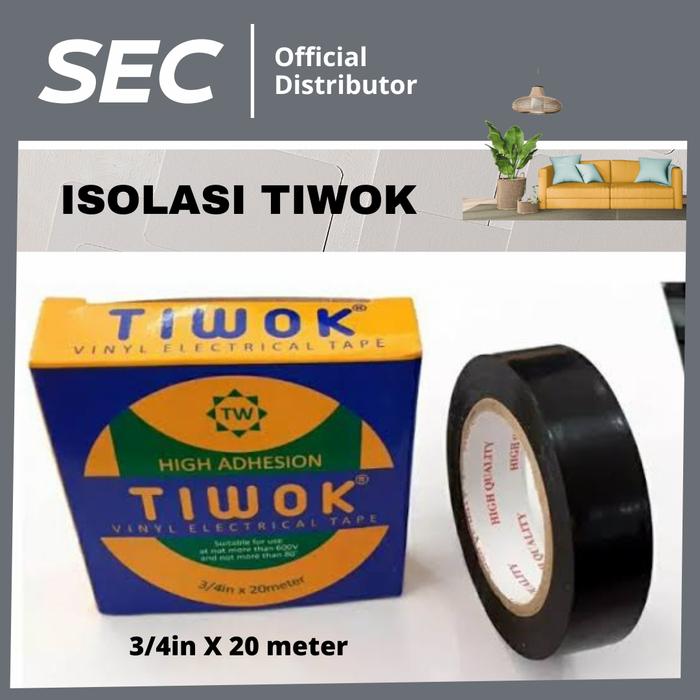 Jual Isolasi Hitam Isolasi Tiwok Ukuran 5 Mils x 3/4 x 20 Meter - Kab ...