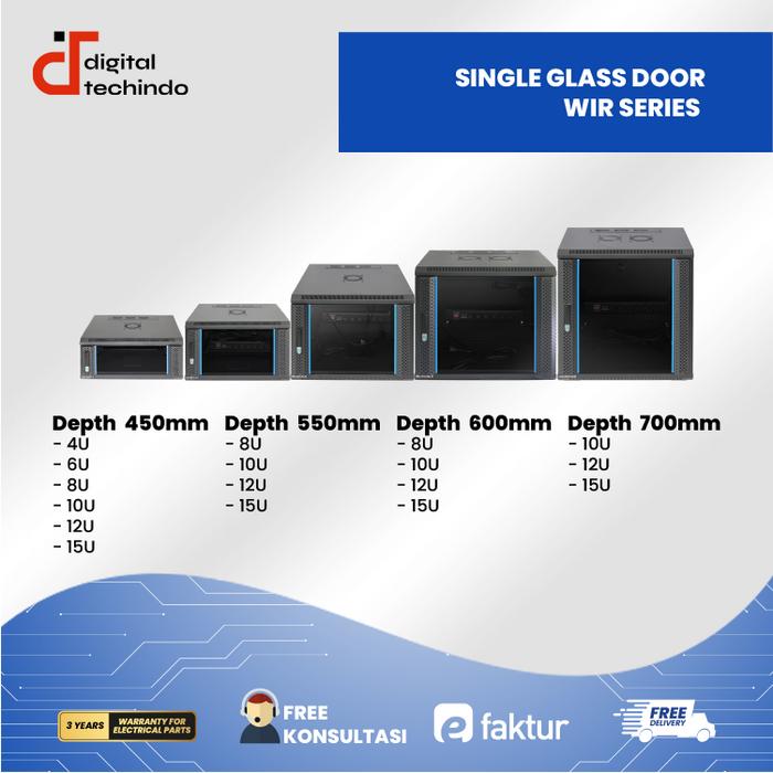 Jual Wir6008s Wallmount Rack 8u Indorack Depth 600mm Glass Door Rak ...