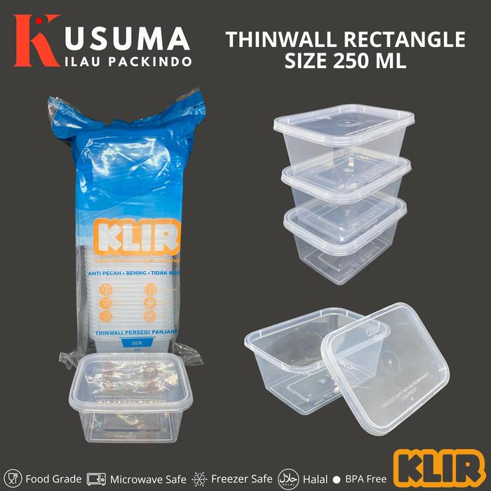 Jual KLIR Thinwall Rectangle (Persegi Panjang) 250ML Kotak Makan 25pcs - Kota Medan - KUSUMA ...