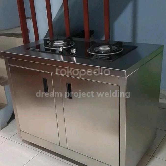 Promo kompor tanam rinnai 2 tungku dengan kabinet stainless/ meja ...