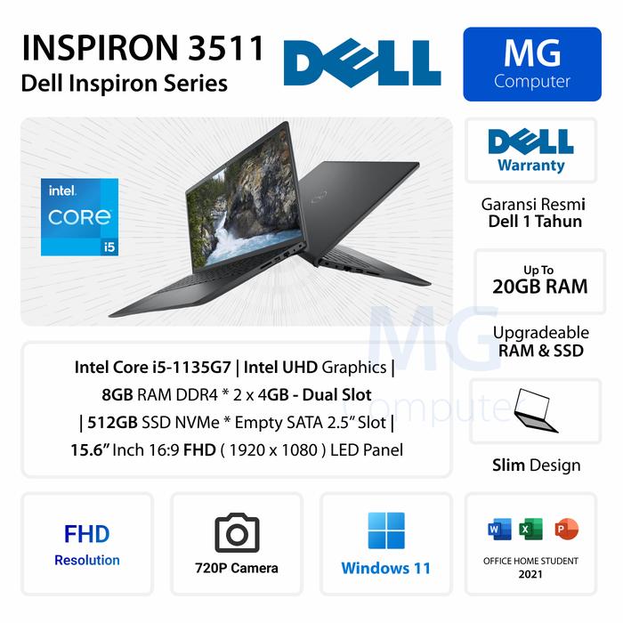 Jual DELL INSPIRON 15 3511 Intel Core i5-1135G7 8GB/512GB W11 OHS ...