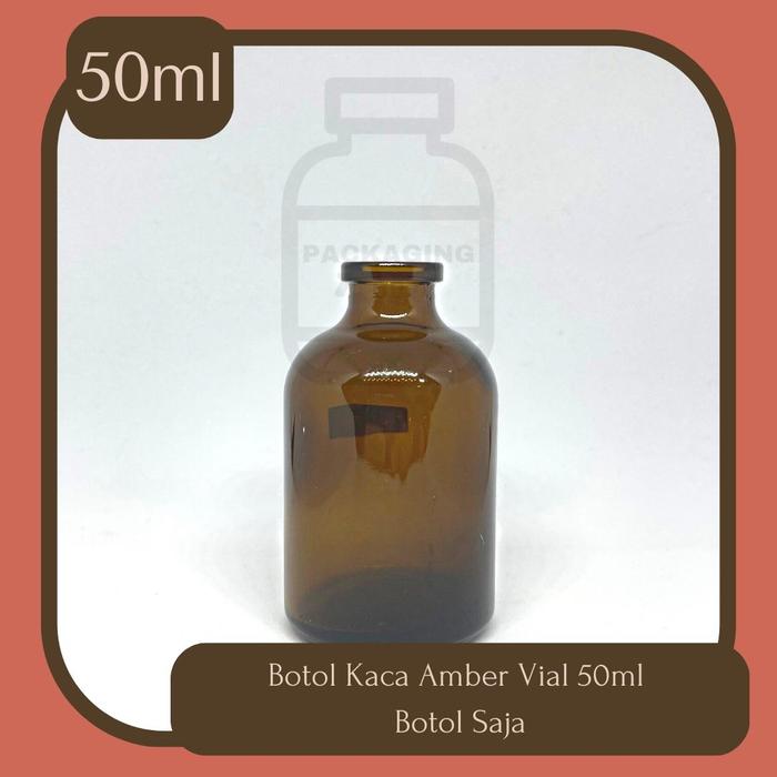 Jual Botol kaca Amber Vial 50ml + Tutup Plastik Donat - Botol Saja ...