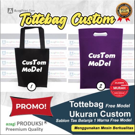 Jual Custom Totebag Ukuran 30x40cm Sablon Tas Belanja 1 Warna Free ...