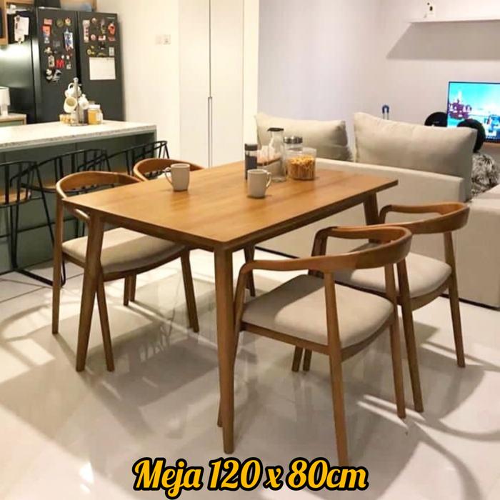 Jual Set Meja Makan 4 Kursi Cafe Dudukan Jok Busa Model Minimalis Kayu ...