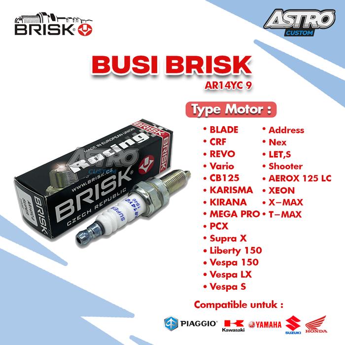 Jual Busi Motor Racing Brisk Vespa Xeon XMAX DLL Lengkap Copper AR14YC ...