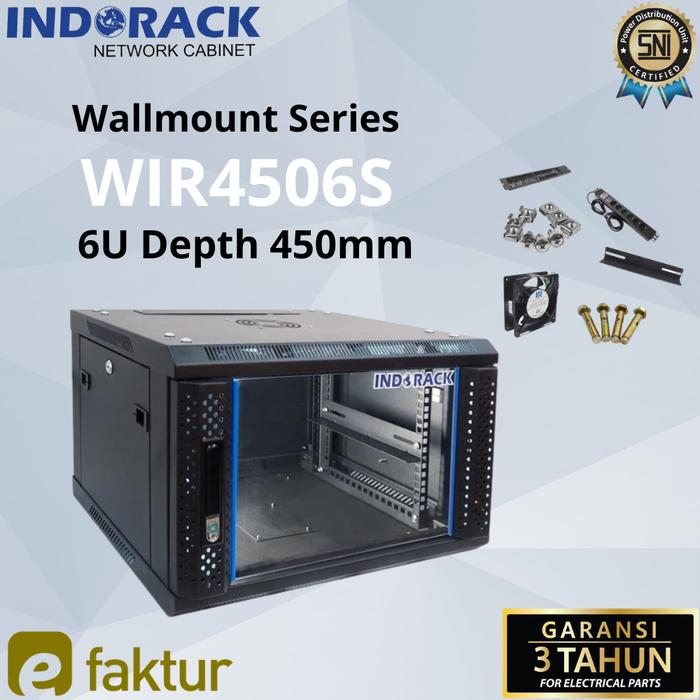 Jual Wallmount Rack Indorack 19" WIR4506S 6U Depth 450mm Single Door ...