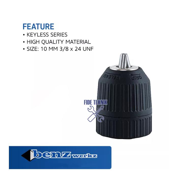 Jual Keyless Drill Chuck - BENZ Kepala Mesin Bor 10 mm 3/8" Tanpa Kunci ...