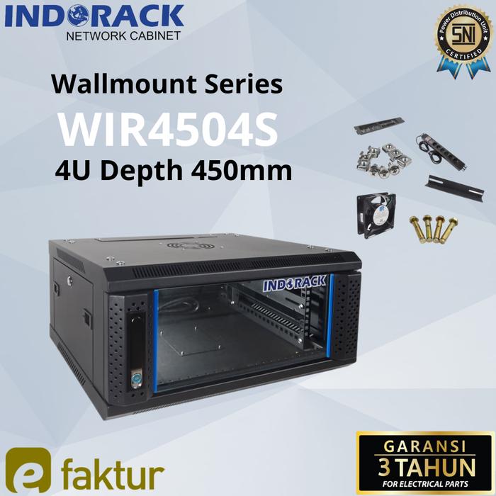 Jual Wallmount Rack Indorack 19" WIR4504S 4U Depth 450mm Single Door ...