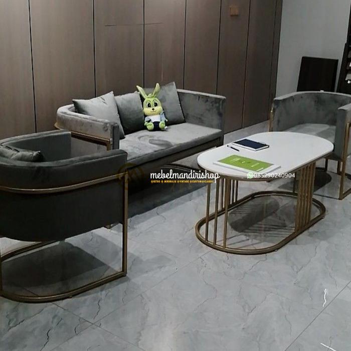 Jual Set Sofa Tamu Minimalis Modern Kursi Sofa Besi Meja Stainless Meja ...