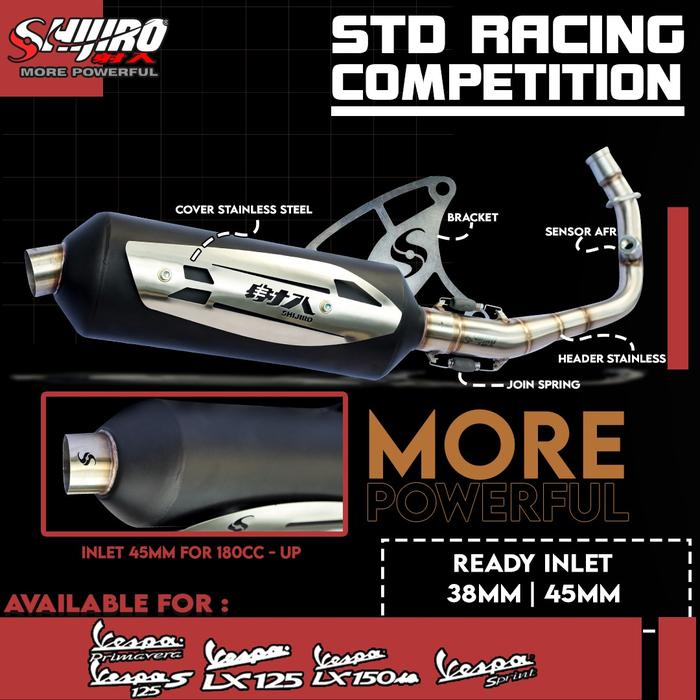 Jual KNALPOT STANDAR RACING SHIJIRO TYPE COMPETITION FOR VESPA MATIC 3V ...